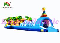 China 18m Long Single Lane Inflatable Slip N Slide With Air Pump Blue / Yellow OEM for sale