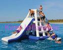 China 0.9mm Plato Blue / White Blow Up Water Toy Floating Aqua Slide For Water Park With CE for sale