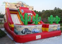China Cartoon Car Decoration Inflatable Dry Slide Kids Outdoor Backyard Slide By Plato PVC for sale