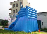 China Penetrating White / Grey Shark Inflatable Trill Dry Slide Single Lane By Plato PVC for sale