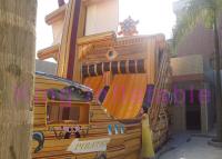 China Outdoor CE Brown Inflatable Pirate Boat Dry Slide Waterproof Plato PVC With Cartoon for sale