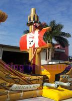 China Outdoor CE Brown Inflatable Pirate Boat Dry Slide Waterproof Plato PVC With Cartoon for sale