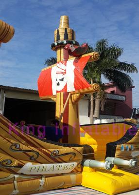 China Outdoor CE Brown Inflatable Pirate Boat Dry Slide Waterproof Plato PVC With Cartoon for sale