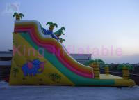 China Outdoor 8m * 6m Double Lanes Dinosaur Blow Up Dry Slide By Plato 0.55mm PVC Tarpaulin for sale