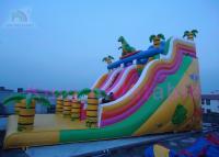 China Outdoor 8m * 6m Double Lanes Dinosaur Blow Up Dry Slide By Plato 0.55mm PVC Tarpaulin for sale
