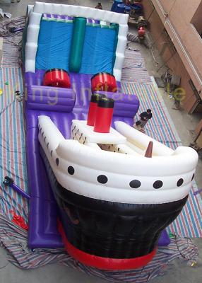 China CE Green Huge Inflatable Obstacle Course Dry Slide With Climbing Wall for sale
