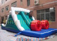 China CE Green Huge Inflatable Obstacle Course Dry Slide With Climbing Wall for sale