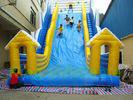 China 12 X 8m Blue Yellow Water Slide Games Commercial Double Stitching for sale