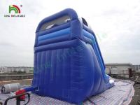 China 0.55mm PVC Tarpaulin Single Lane Inflatable Water Slide With Pool Blue / White Color for sale