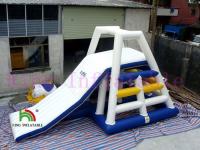 China White Blue Floating Water Slide Inflatable Tower / Blow Up Water Toy For Aqua Park for sale