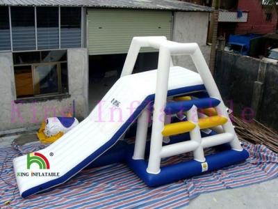 China White Blue Floating Water Slide Inflatable Tower / Blow Up Water Toy For Aqua Park for sale