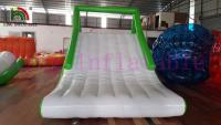 China Green / White 0.9mm PVC Tarpaulin Blow Up Water Toy Floating Slide Rental Business use for sale