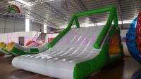 China Green / White 0.9mm PVC Tarpaulin Blow Up Water Toy Floating Slide Rental Business use for sale