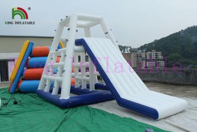 China Custom 0.9mm PVC Blue / White Inflatable Water Toy /  CE Aqua Slides For Water Park for sale
