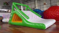 China 0.9mm PVC Tarpaulin CE Custom Inflatable Water Toy Green / White Slide For Rental for sale