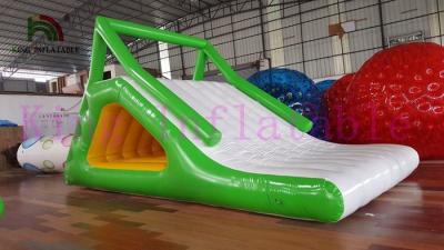 China 0.9mm PVC Tarpaulin CE Custom Inflatable Water Toy Green / White Slide For Rental for sale