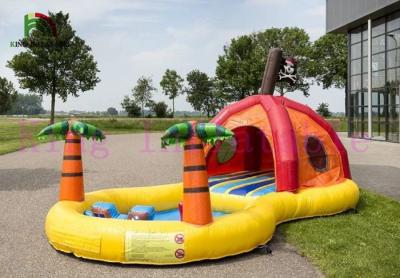 China Tropic PVC Bounce Houses For Kids , Mini Pirate Bouncer With Swimming Pool for sale