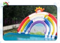 China Anti - UV Inflatable Water Parks Triple Lanes PVC Rainbow Slide With Swimming Pool For Rentals for sale