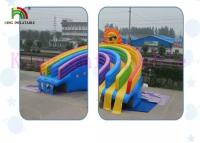 China Anti - UV Inflatable Water Parks Triple Lanes PVC Rainbow Slide With Swimming Pool For Rentals for sale