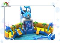 China Fire Retardant Commercial Blue Shark portatble Blow Up Water Park With Slide and giant pool for sale