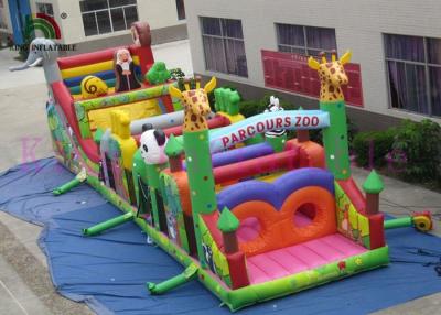 China Colorful 0.55mm PVC Wild Animal Blow Up Obstacle Course For Outdoor Sport Games for sale