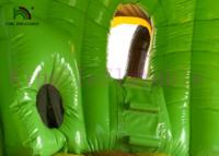 China Green Jungle Disco Theme Blow Up Bouncy Castle With Slide Amazing Printing For Kids for sale