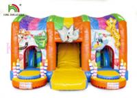 China Colorful Jungle Wild Animal PVC Inflatable Jumping Castle With Slide For Kids for sale
