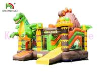 China Dinosaur Theme PVC Blow Up Bouncy Castle With Slide Jungle Adventure For Kids for sale
