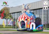 China Colorful Circus Disco Inflatable Jumping Castle With Slide Printed Clown / Animals for sale
