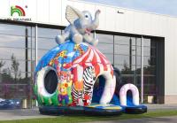 China Colorful Circus Disco Inflatable Jumping Castle With Slide Printed Clown / Animals for sale