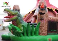 China Antiquity Color Dinosaur Inflatable Jumping Castle With Slide Roof Covered Playground for sale