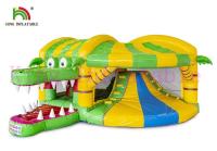 China Green / Yellow 0.55mm PVC Commercial Bounce Houses And Slide With CE Approved for sale