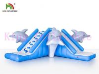 China Commercial 0.9mm PVC Tarpaulin Inflatable Big Air Slide Dolphin Toy For Water Park for sale