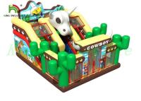China Cowboy Blow Up Slide With Jumping Course 0.55mm PVC Tarpaulin Playground for sale