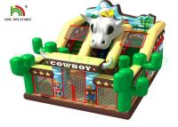 China Cowboy Blow Up Slide With Jumping Course 0.55mm PVC Tarpaulin Playground for sale