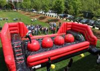 China Lead Free Red Or Blue  Inflatable Sports Games / Blow Up Obstacle Course And Slide for sale