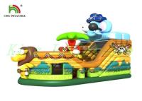 China Animal Pirate  Inflatable Bouncy Boat With Slide Digital Printing Boat Shape for sale