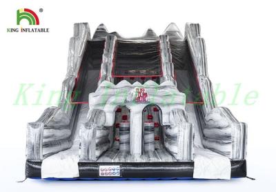 China Grey Double Lanes Inflatable Dry Slide Rock Climb Upto Cliff For Amusement for sale