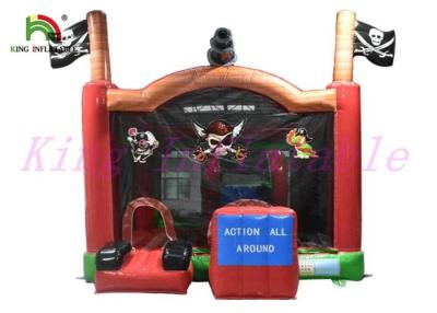 China Red Green Pirate PVC Blow Up Bouncy Castle With Durable Obstacles Waterproof House for sale