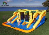 China Yellow Blue Plato PVC Tarpaulin Blow Up Water Slide With Bouncer For Amusement for sale