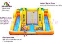 China Yellow Blue Plato PVC Tarpaulin Blow Up Water Slide With Bouncer For Amusement for sale