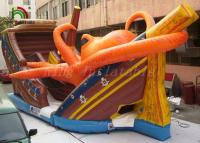 China Outdoor Octopus inflatable Boat Dry Slide With Tow Lane for kids paradise fun city for sale