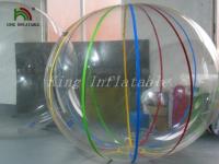 China 1.0mm PVC Transparent Walk On Water Inflatable Ball With Blue Strings for sale
