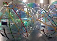China 1.0mm PVC 2m Dia Inflatable Walk On Water Ball Colorful Stripe Ball For Rentals for sale