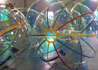 China 1.0mm PVC 2m Dia Inflatable Walk On Water Ball Colorful Stripe Ball For Rentals for sale