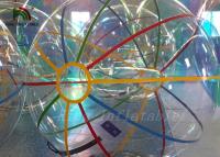 China 1.0 mm PVC Inflatable Walk On Water Ball 2m Dia Soccer Ball With Colorful Stripes for sale