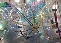 China 1.0 mm PVC Inflatable Walk On Water Ball 2m Dia Soccer Ball With Colorful Stripes for sale