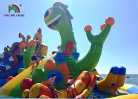 China Amazing Cartoon Monster Plato PVC Blow Up Water Slide With 15m Dia Pool for sale