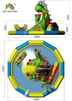 China Amazing Cartoon Monster Plato PVC Blow Up Water Slide With 15m Dia Pool for sale