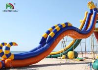 China Seahorse Plato PVC Inflatable Water Slide / Yellow Blue Giant Water Slide For Rentals for sale